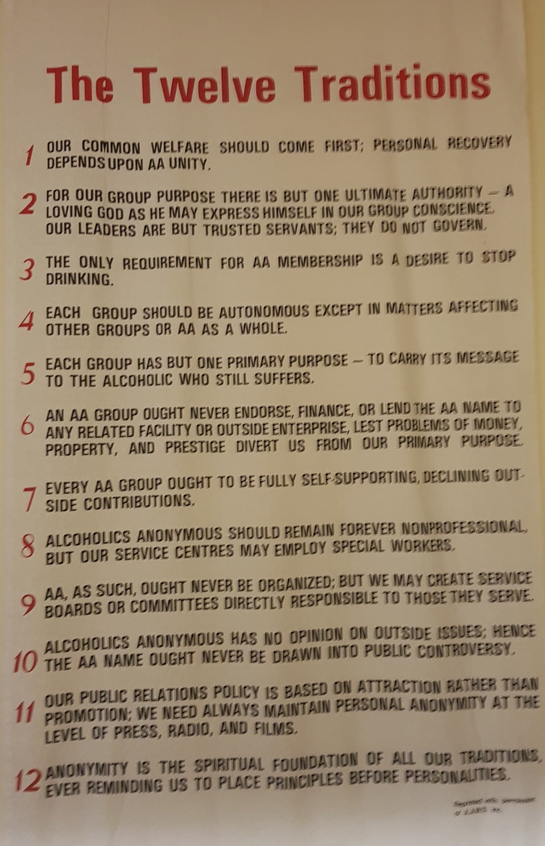 The Twelve Traditions Banner – AA NSW Bookshop